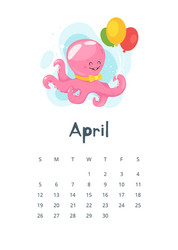 April calendar flat Royalty Free Vector Image - VectorStock
