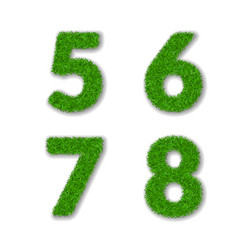 Grass numbers 5 6 7 8 green five six Royalty Free Vector