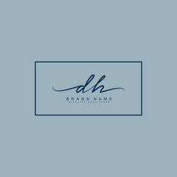 Handwritten signature logo for initial letter dh Vector Image