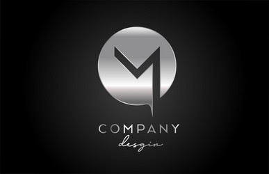 Silver grey metallic letter m logo design Vector Image