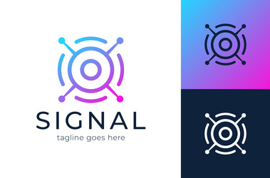 Signal logo modern satellite eye communication Vector Image