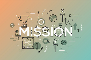 Mission statement blue outline banner Royalty Free Vector