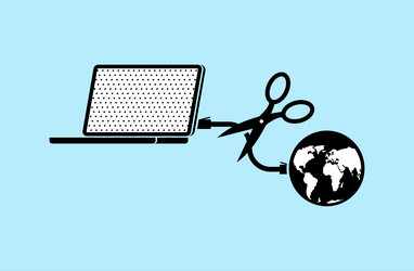 Cut internet cable end of world Royalty Free Vector Image
