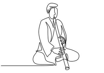 One continuous line drawing of a man with indian Vector Image
