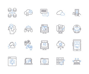 Digital soft outline icons collection Royalty Free Vector