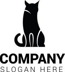 Black cat logo icon silhouette isolated on white Vector Image