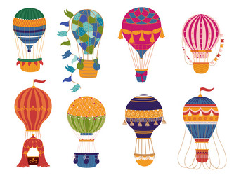 Hot air balloons colorful flying transport Vector Image
