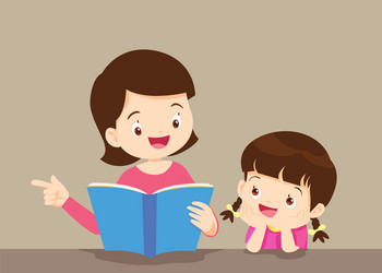 Clipart Of Child And Parent Reading