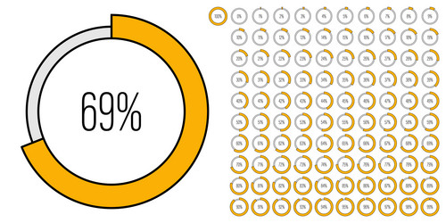 100 percent circle graph Royalty Free Vector Image
