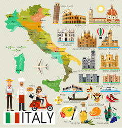Map of italy attractions Royalty Free Vector Image