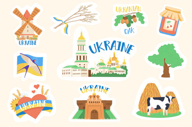 Ukraine stickers set Royalty Free Vector Image