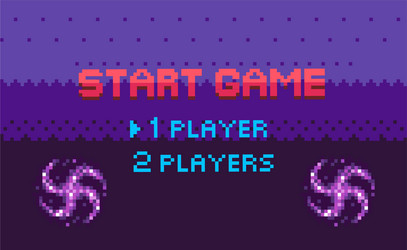 Pixel game start choosing page player Royalty Free Vector