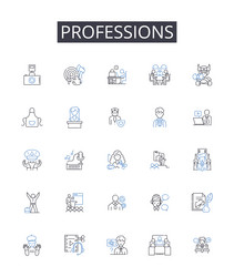 Livelihood pursuing line icons collection career Vector Image