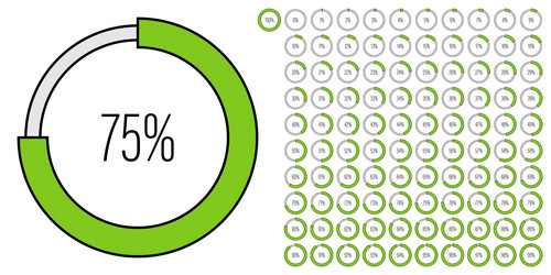 100 percent circle graph Royalty Free Vector Image