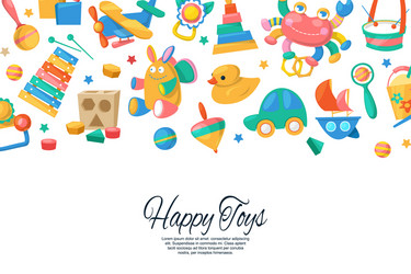 Toy collection for babies big background banner Vector Image
