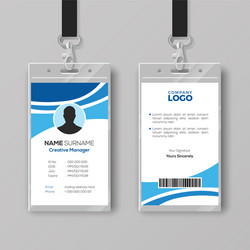 Modern blue id card design template Royalty Free Vector