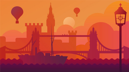 London landscape with castle and river Royalty Free Vector