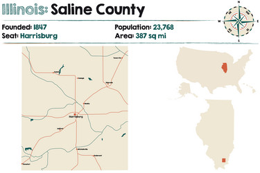 Map of saline county in illinois Royalty Free Vector Image
