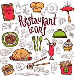 Restaurant symbols seamless pattern doodle sketch Vector Image