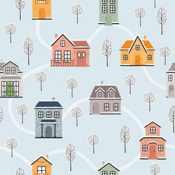 Cute houses pattern Royalty Free Vector Image - VectorStock