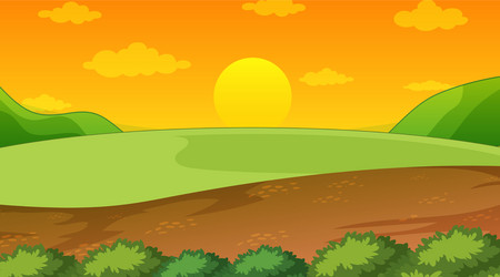Blank landscape scene of nature park at sunset Vector Image