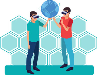 Virtual reality technology experience cartoon Vector Image