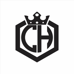 Ch logo monogram circle with piece ribbon style Vector Image