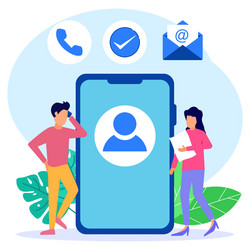 Graphic cartoon character of contact us Royalty Free Vector