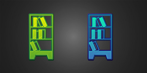 Green and blue library bookshelf icon isolated Vector Image