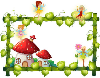 Fairy tale on wooden frame Royalty Free Vector Image
