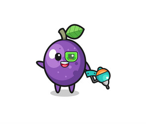 Cute passion fruit mascot as a soldier Royalty Free Vector