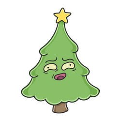 Angry christmas tree cartoon character Royalty Free Vector