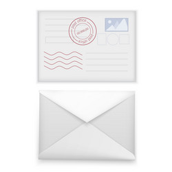 Realistic white closed envelope with red Vector Image