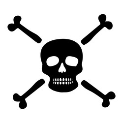 Block print skull and crossbones Royalty Free Vector Image
