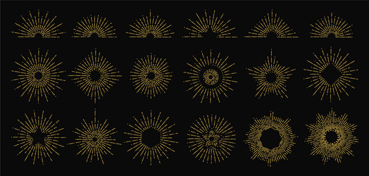 Set vintage gold bursting rays flat icon Vector Image
