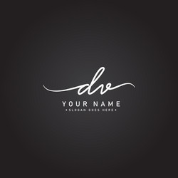Dv simple signature logo - watercolor Royalty Free Vector
