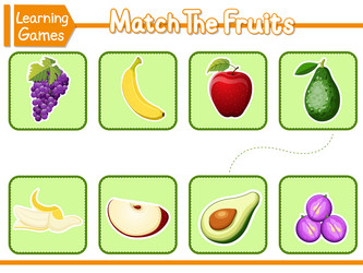 Match the halves of fruits matching game Vector Image