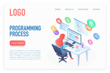 Education program landing page template cheerful Vector Image