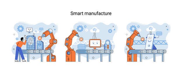 Smart manufacture concept with automated Vector Image