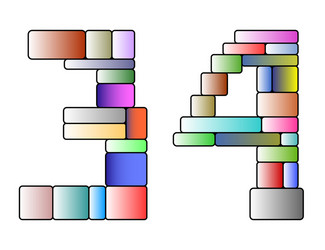 Numbers three and four Royalty Free Vector Image