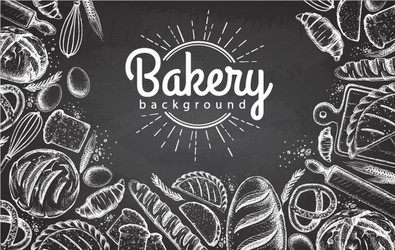 Hand drawn bakery design template bread on chalk Vector Image