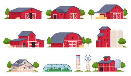 Farm buildings set Royalty Free Vector Image - VectorStock