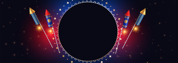 Decorative happy diwali crackers red banner design