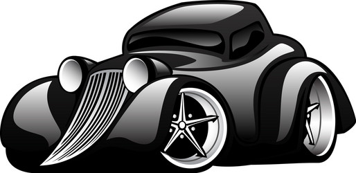 Black and white classic american hot rod cartoon Vector Image