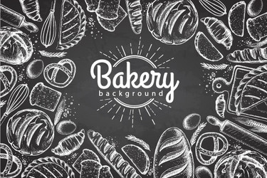 Hand drawn bakery design template bread on chalk Vector Image