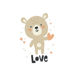 Teddy bear love cute heart artwork Royalty Free Vector Image