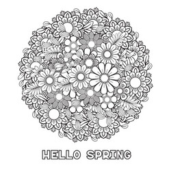 Hello spring coloring page Royalty Free Vector Image