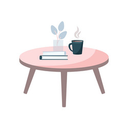 Isolated round coffee table with decorations Vector Image