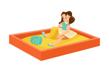 Little boy and girl playing in sandpit climbing Vector Image