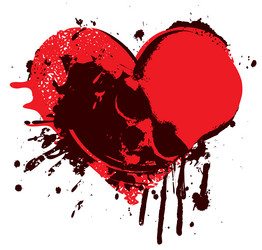 Abstract red heart sign with drops blood splatter Vector Image